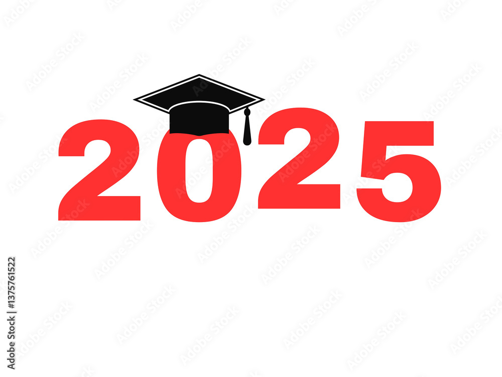 Black graduation cap 2025 on transparent background, Congratulations ...