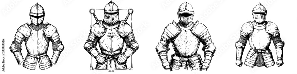 Various types of medieval armor showcasing design and craftsmanship ...