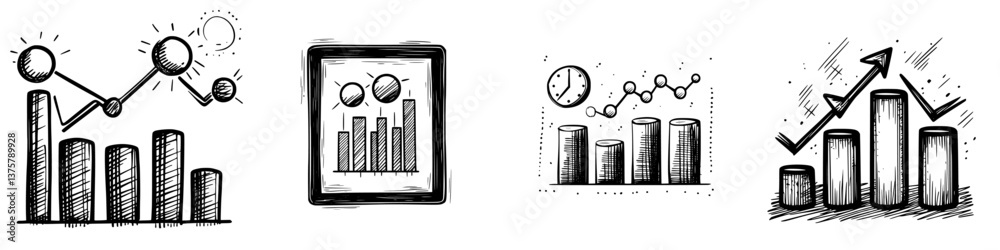 Visual representation of data trends showing growth over time using bar ...