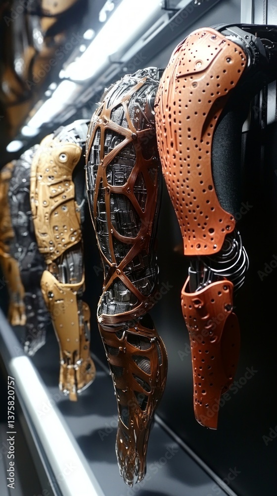 Robotic prosthetic legs in a manufacturing facility, suitable for ...