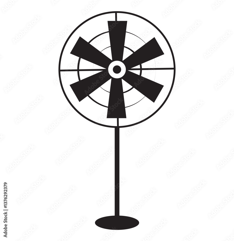 Table fan in outline style. Coloring template for modification and ...