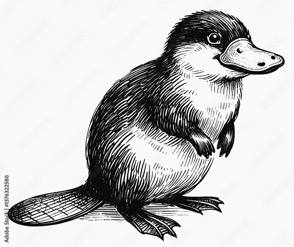 Platypus in Focus Platypus line art drawing ink sketch vector hand ...