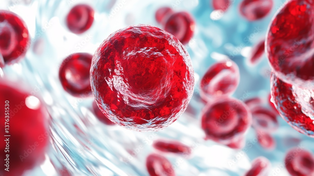 3D red blood cells in bloodstream with floating effect for health and ...