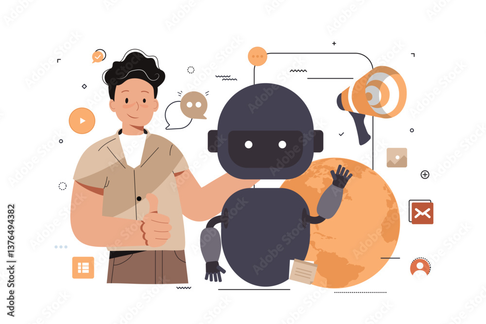 Automated algorithm abstract concept vector illustration. Artificial ...