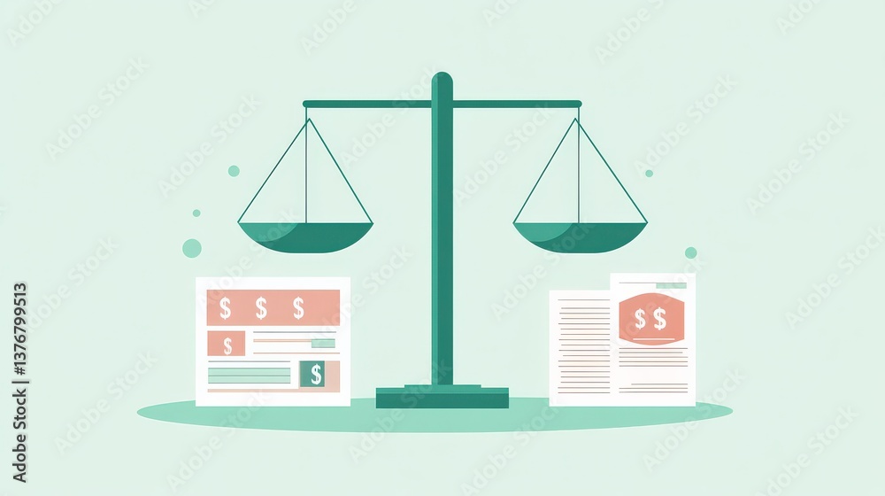 Balanced Scales Representing Justice and Financial Decision-Making with ...