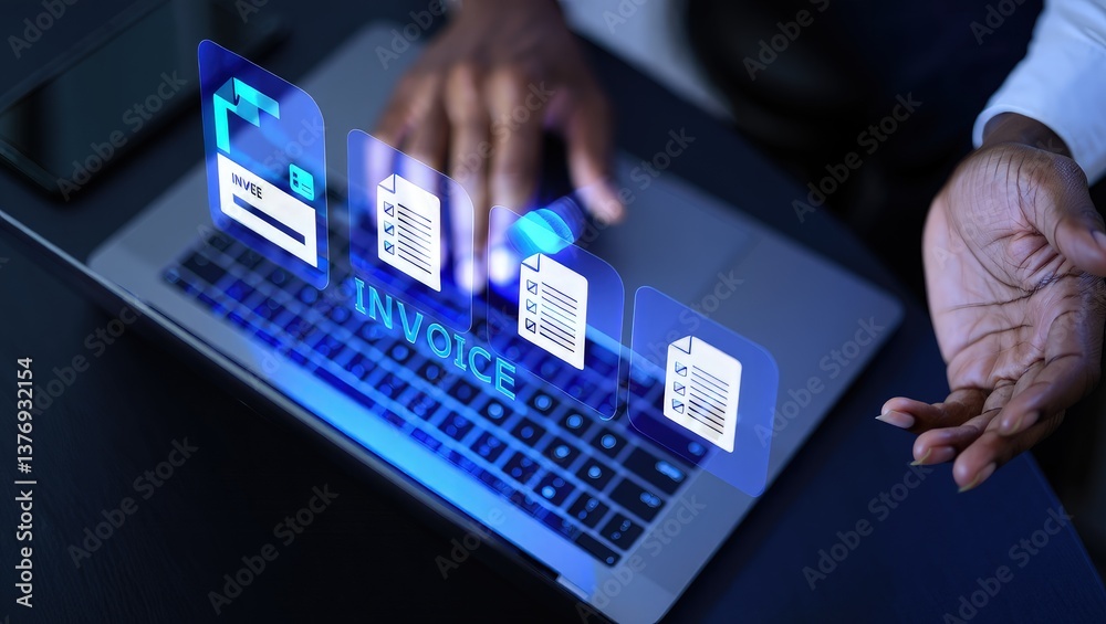 E-invoice and online digital statements concept. digital electronic ...