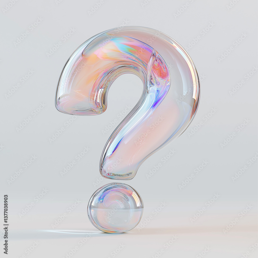 3d question mark，Transparent rainbow-colored question mark, symbolizing ...