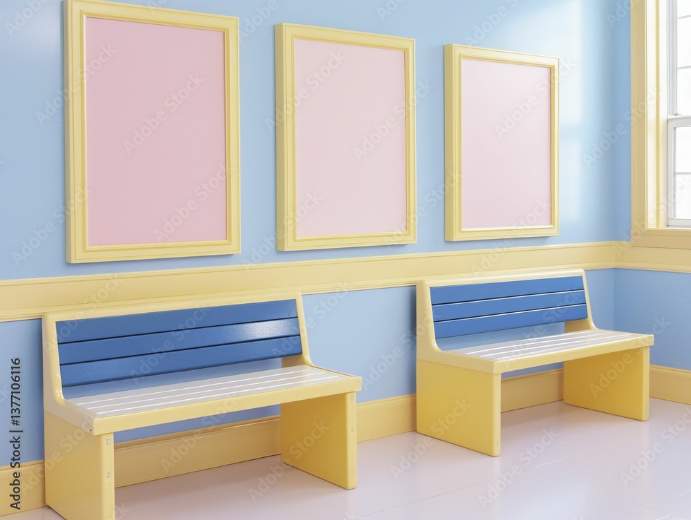 Pastel-colored bulletin boards highlight classroom rules and student ...