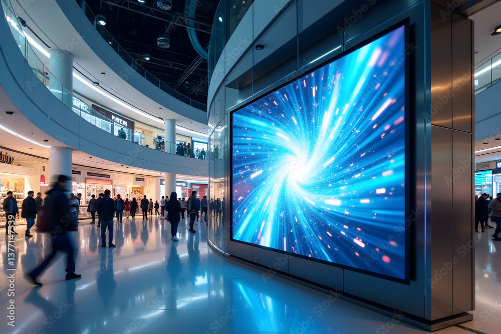 Modern Interactive Advertising Board Display in a Shopping Center, A ...