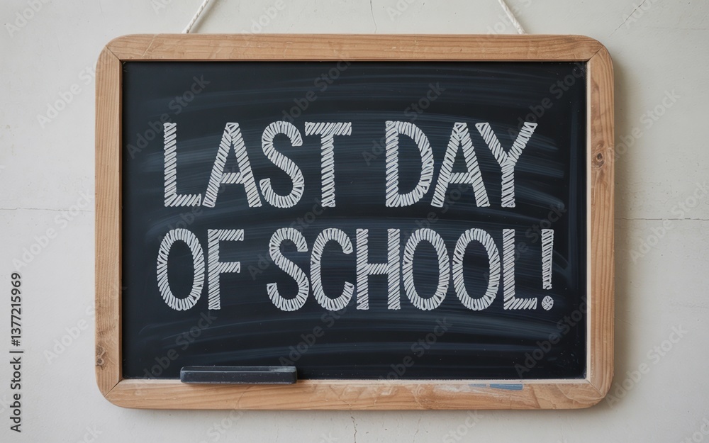 Chalkboard with 'Last Day of School!' written in bold letters ...