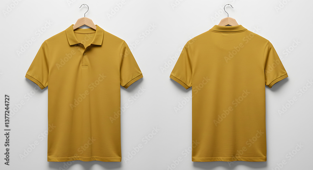Mustard Yellow Polo Shirt Mockup Front and Back Views for Design ...