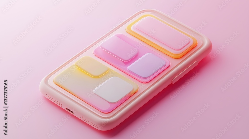 Colorful and minimalist 3D floating navigation menu interface with ...