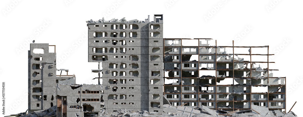 Building destroyed by the war, Ruined City after earthquake with ...