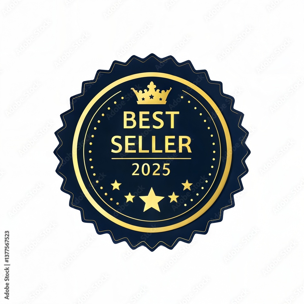 A prestigious 2025 best seller award, signified by a regal gold crown ...