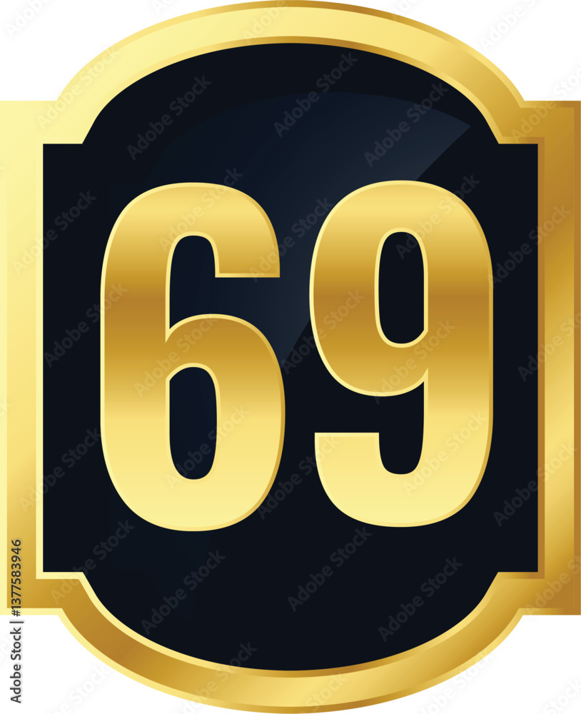 Golden badge for the 69, Realistic luxury anniversary labels collection ...