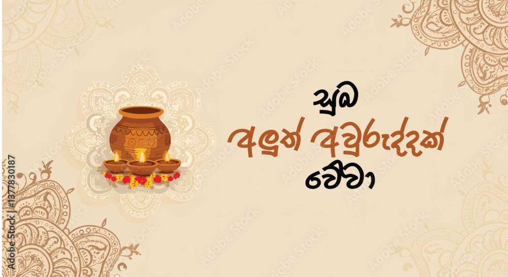 Sinhala Tamil New Year Vector Art Sri Lanka Avurudu Puthandu Festival ...