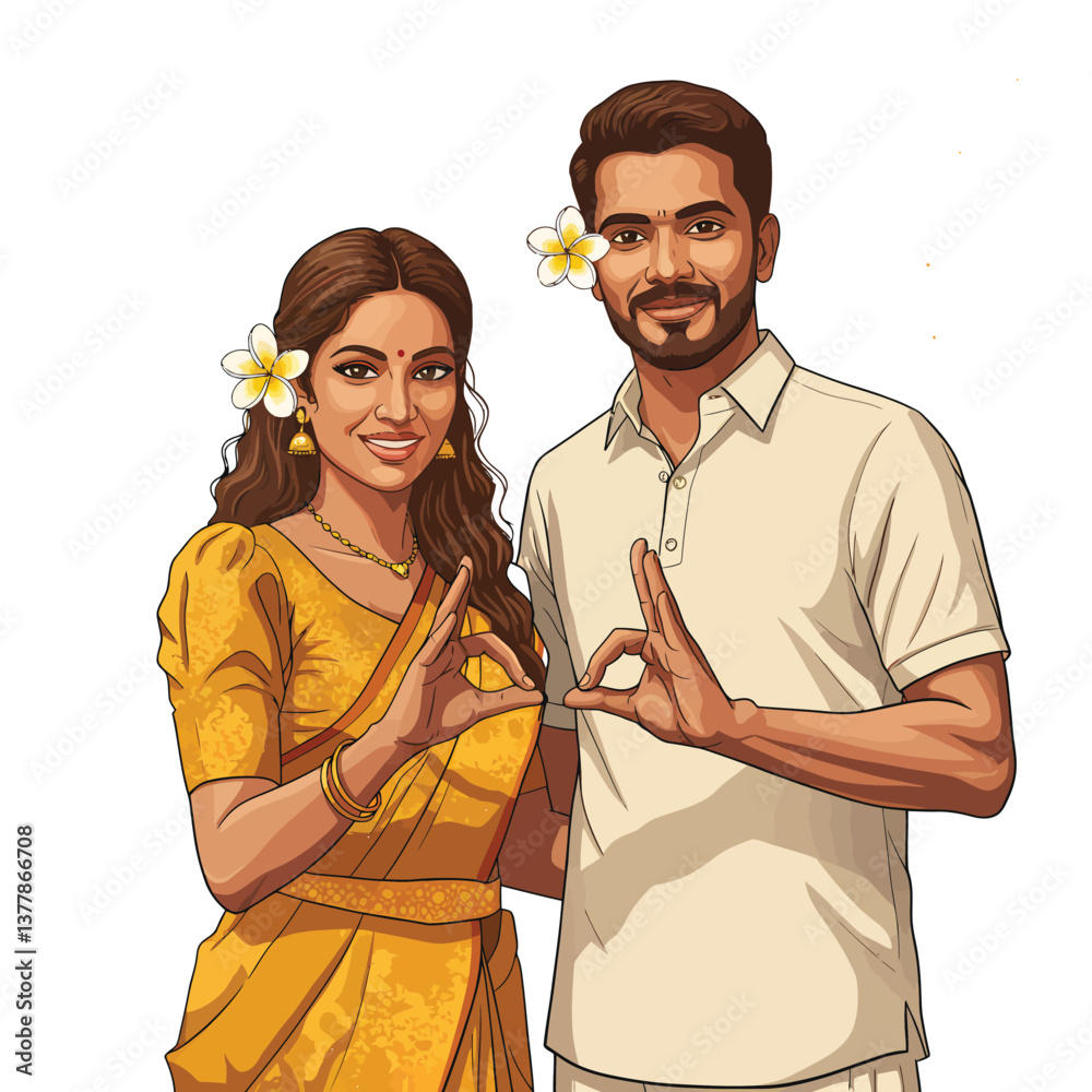 Traditional Sri Lankan Couple with heart, Ayubowan, Svagata he,welcome ...