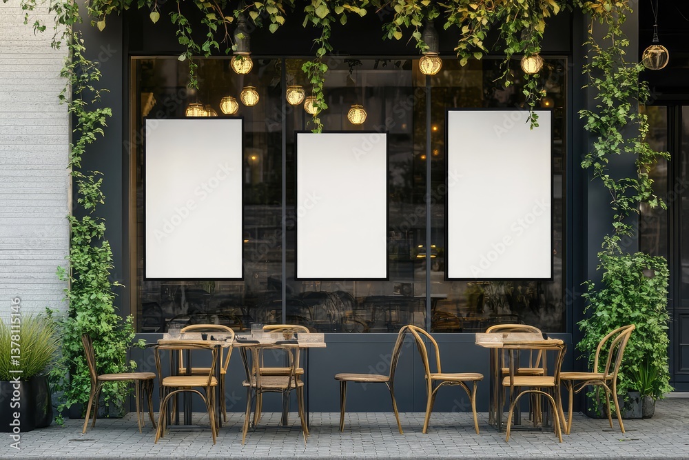 Cafe storefront window mockup for modern restaurant billboard design ...