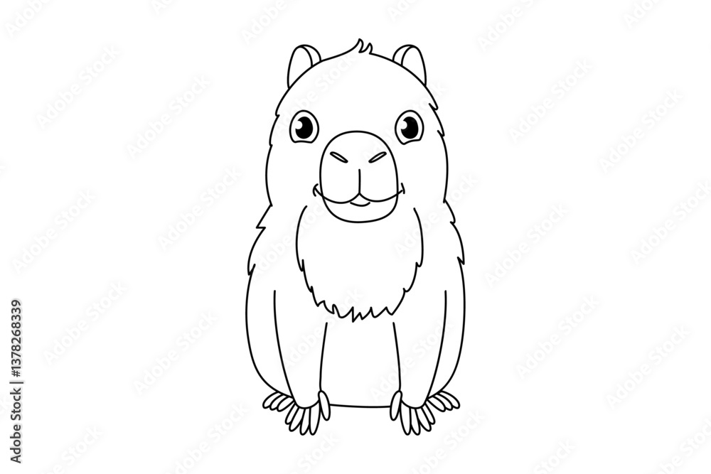 vector capybara animal. Cartoon black and white clip art isolated on ...