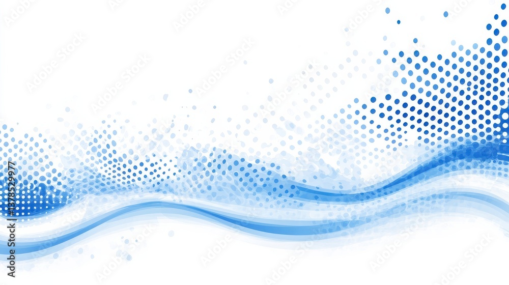 Abstract Blue Wave Pattern with Dotted Gradient in a Clean White Background Stock Illustration ...