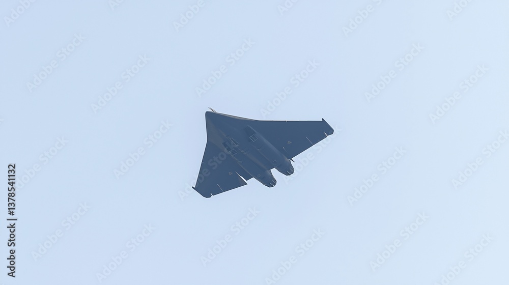 dramatic side view of a delta wing aircraft in mid-flight. side view ...