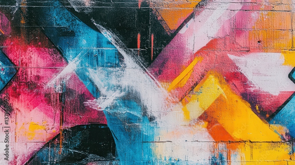 colorful spray paint patterns, creating an abstract urban masterpiece ...