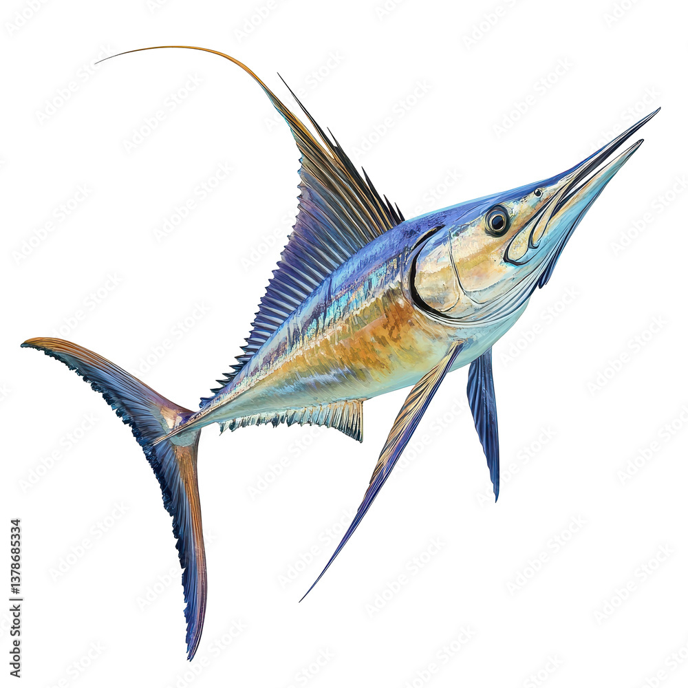 Marlin isolated on white background Stock Photo | Adobe Stock
