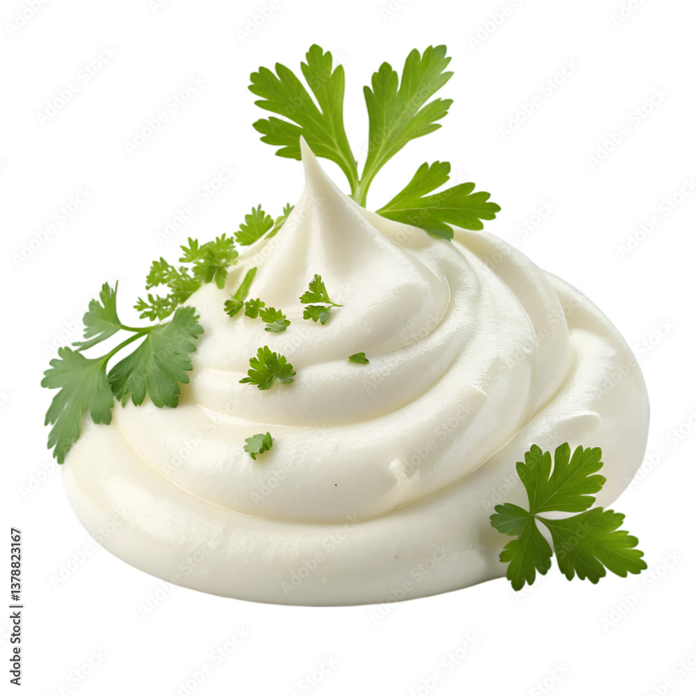 Sour cream with parsley isolated on transparent background png and psd ...