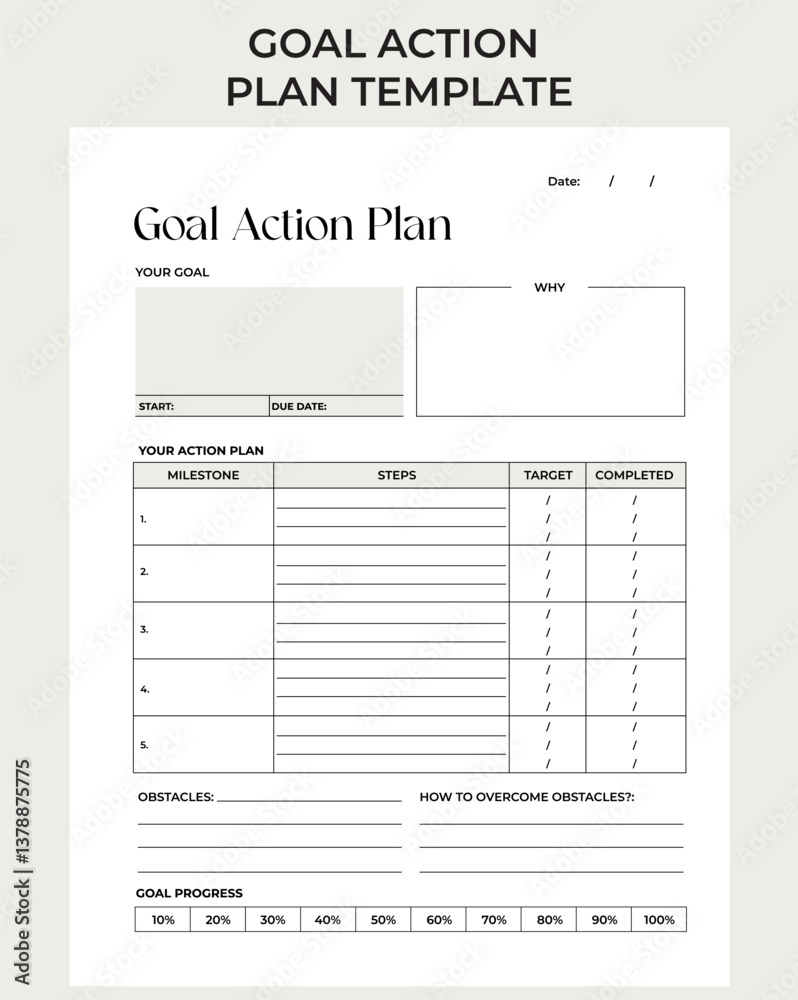 Goal action plan template. Goals, plans and action vector printable ...