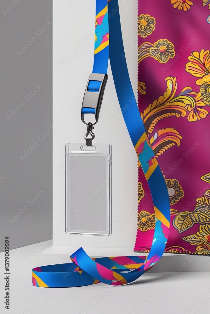 Professional studio-shot mockup featuring three identical lanyards ...