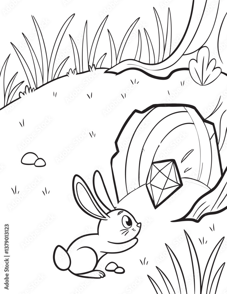 Vector outline of benny and the hidden burrow for adventurous coloring ...