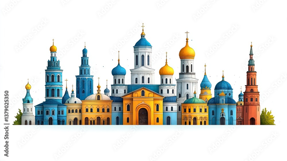 Vibrant traditional ukrainian architecture, featuring iconic domes ...