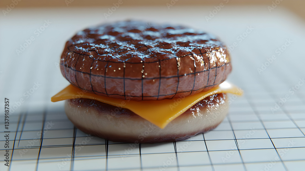 Stylized Cheeseburger Render with Grid Texture and Artificial Glare ...