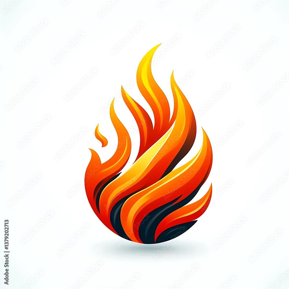 3d fire flame icon with burning red hot sparks isolated on white ...