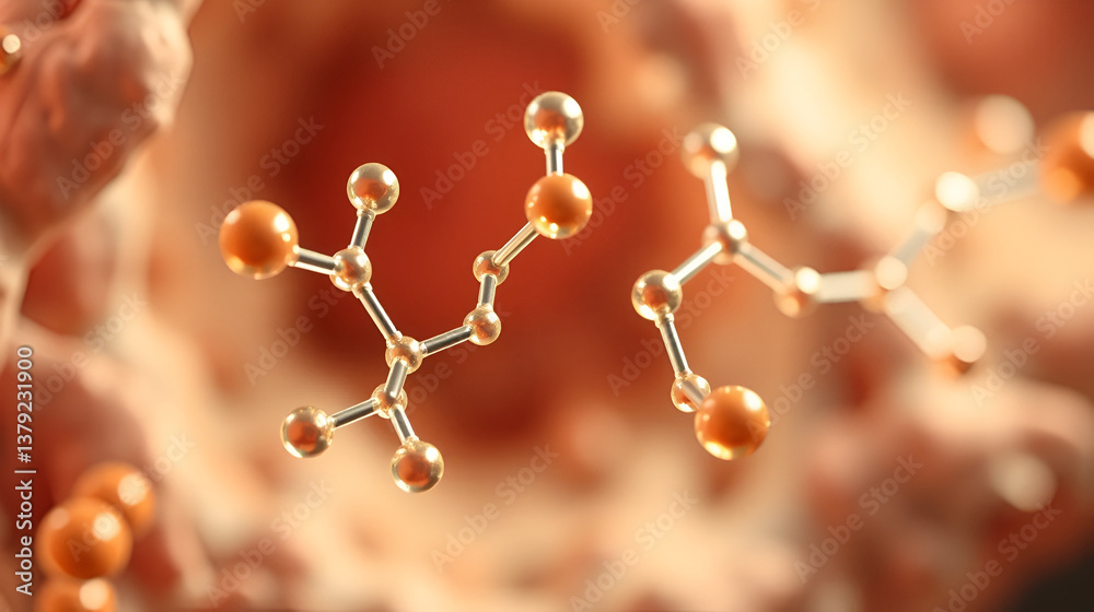 lignoceric acid molecular structure, 3d model molecule, saturated fatty ...