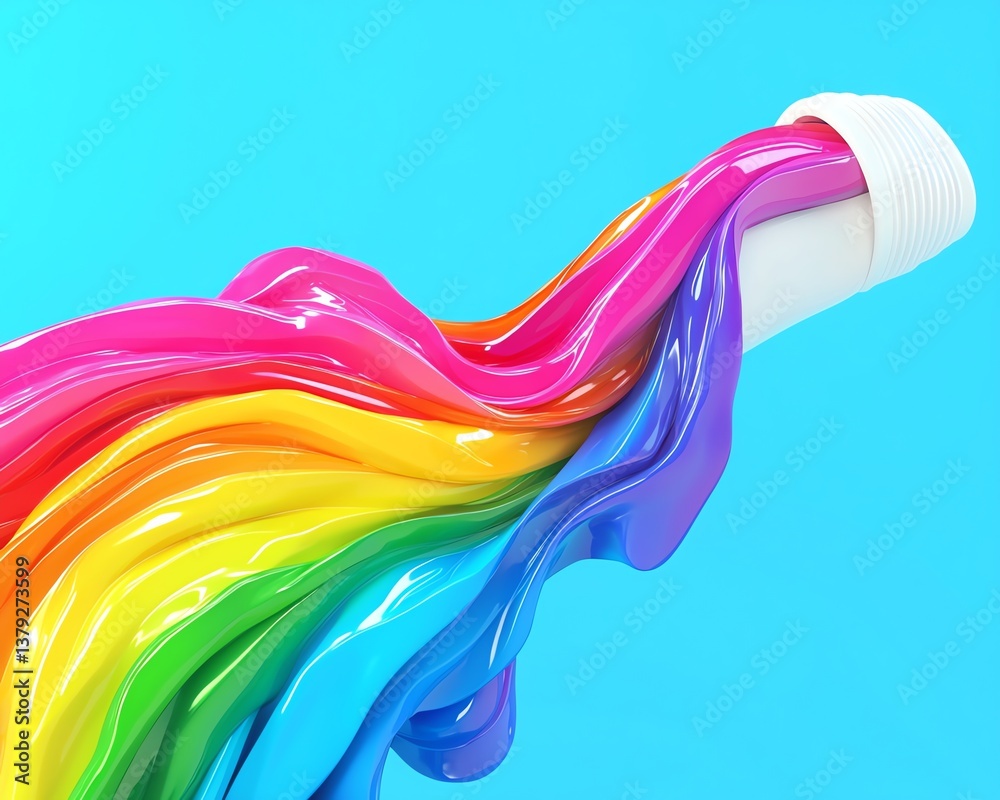 toothpaste tube with rainbow ribbon flowing out instead of paste ...