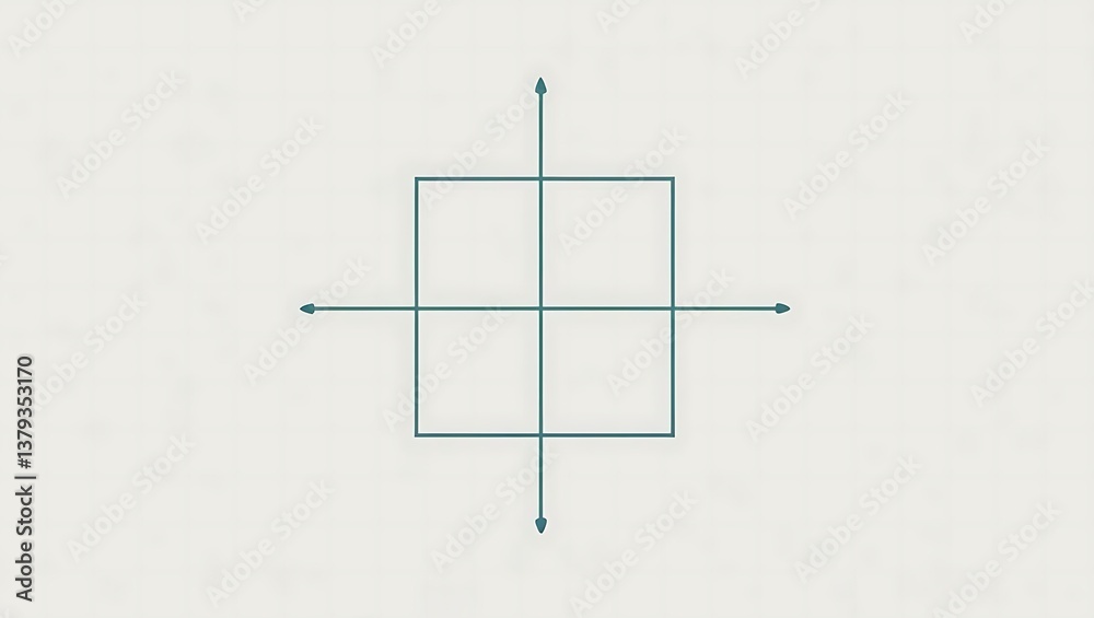 Abstract minimalist chart with a square and central axis lines ...