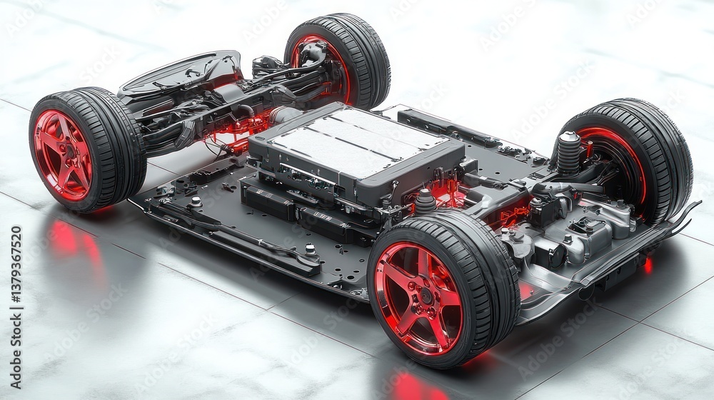 High-Tech Electric Car Chassis with Dual Motors and Battery System for ...