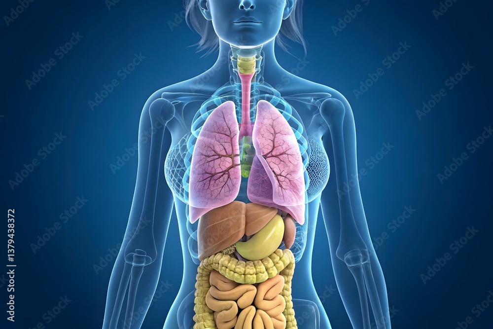 Stock-Illustration „3D medical illustration of a female figure viewed ...