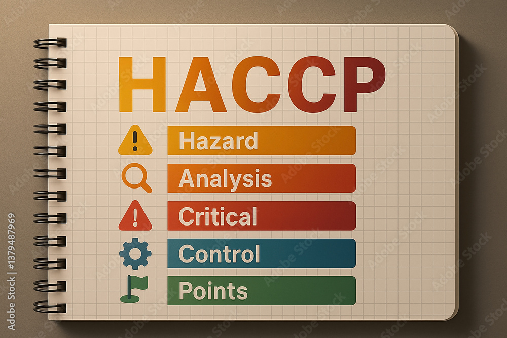 HACCP infographic notebook with colorful icons and text explaining ...
