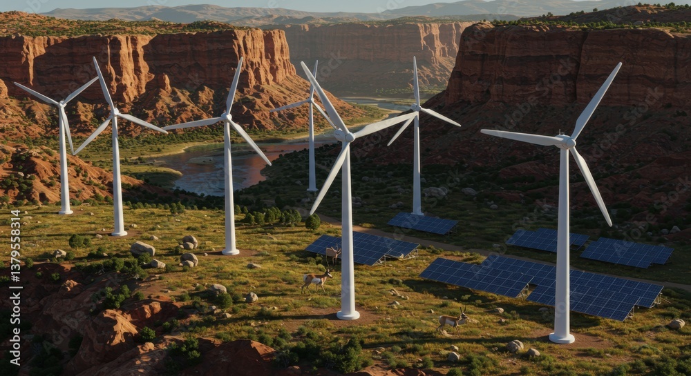 Harnessing Renewable Energy: A Scenic Overview of Wind Turbines and ...