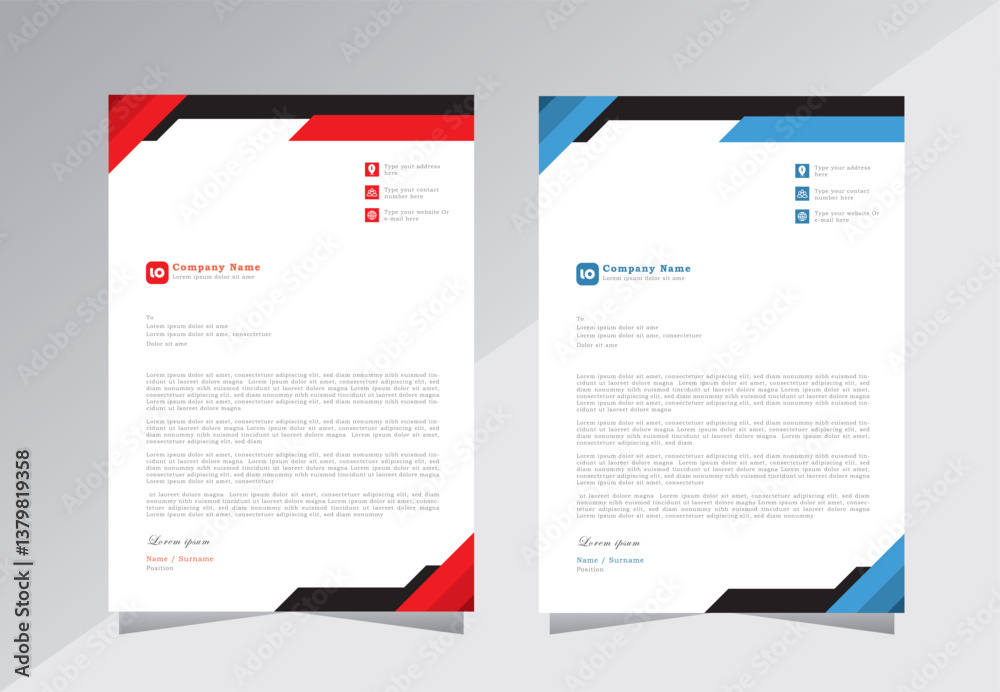 Modern creative clean business letterhead design template with blue and ...