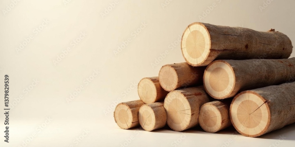 A Stack of Rustic Wooden Logs, Showing Natural Texture and Rings, Ideal ...