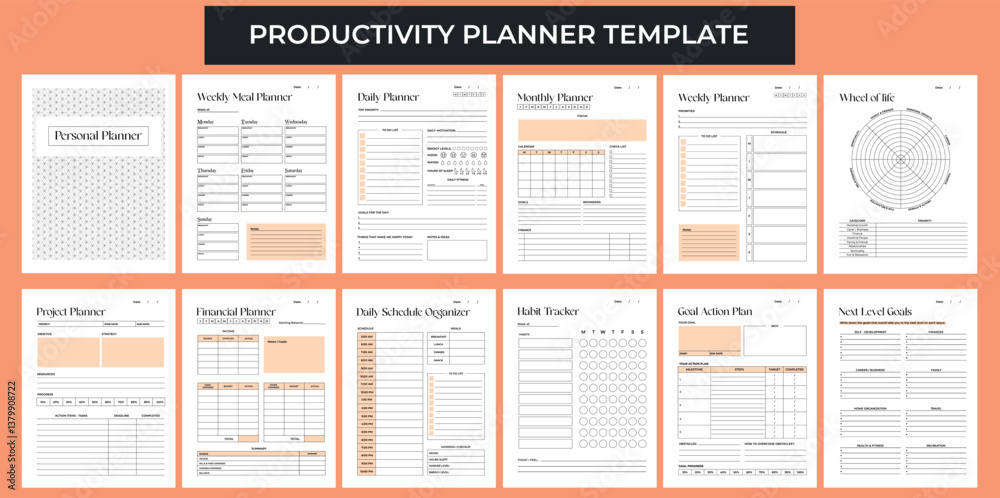 Productivity Planner Template. Daily, weekly, monthly, project ...