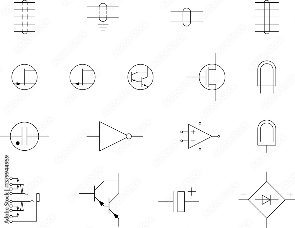 Electronic circuit symbols. Graphic symbols for electrical components ...