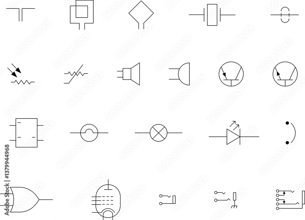 Electronic circuit symbols. Graphic symbols for electrical components ...
