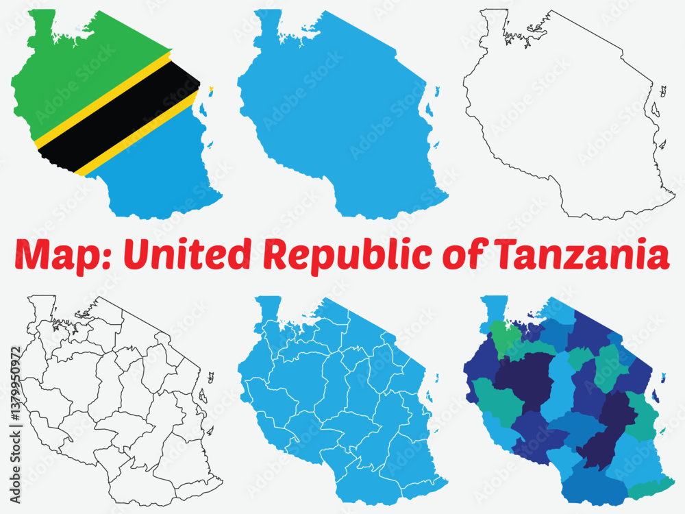 Стоковое векторное изображение «Maps of United Republic of Tanzania ...