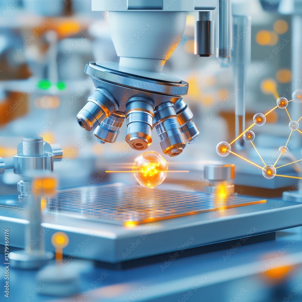 High-tech electron microscope in action laboratory setting gigapixel ...