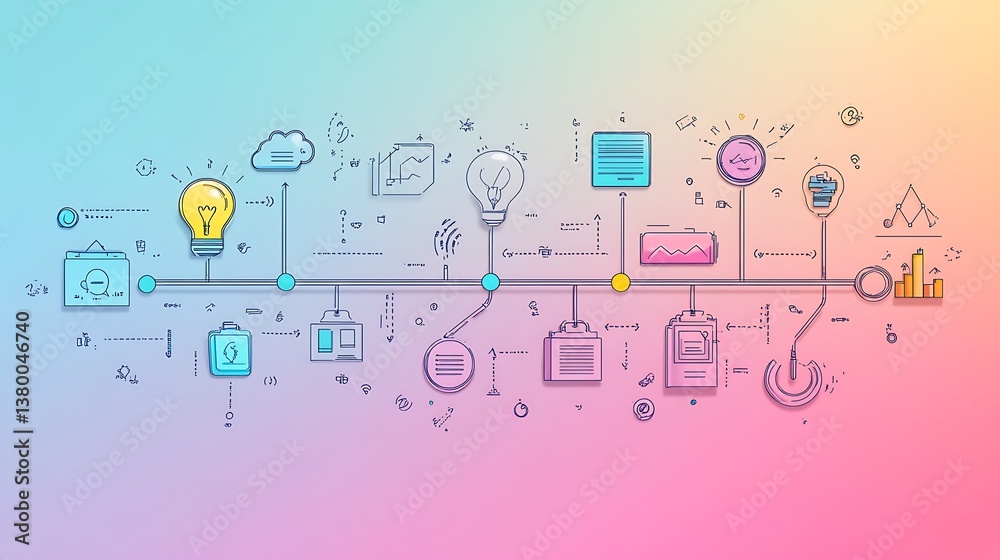 Visual storytelling timeline illustrating a marketing campaign journey ...
