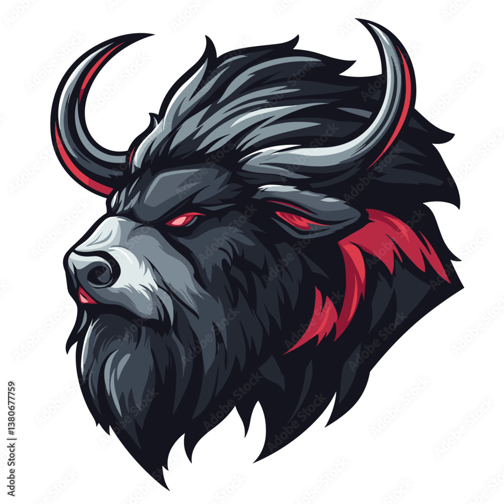 Vector logo featuring a charging wild yak design for esports team ...